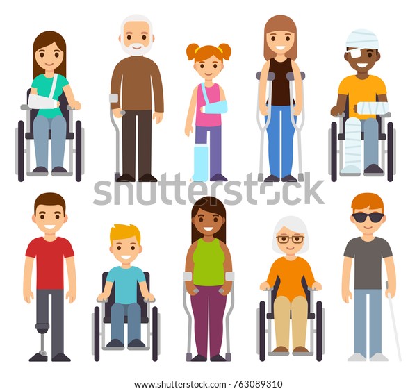 Sick Disabled Characters Set Trauma Injury Stock Illustration 763089310 ...