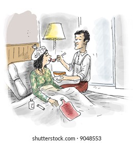 Sick Home Stock Illustration 9048553 | Shutterstock
