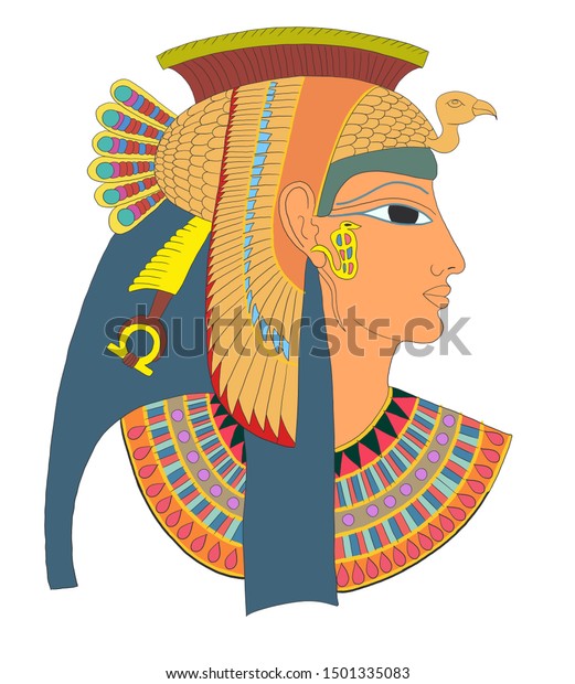 Side Face Cleopatra Head Illustration Flatten Stock Illustration 1501335083