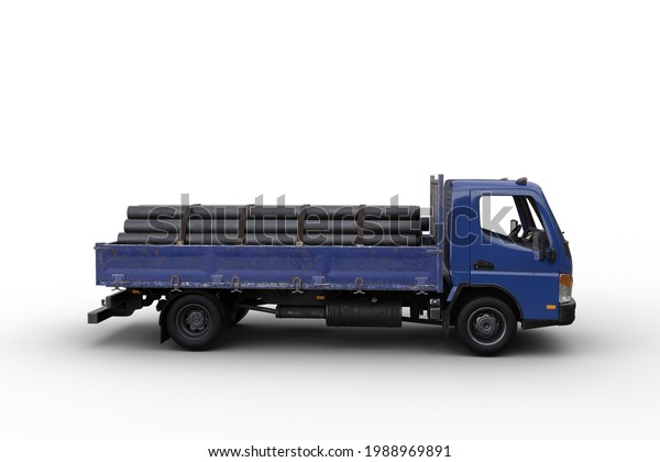 Side View Blue Flat Bed Truck Stock Illustration 1988969891 | Shutterstock