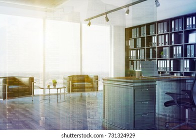 Side View Ceo Office Interior Wooden Stock Illustration 731324929 ...