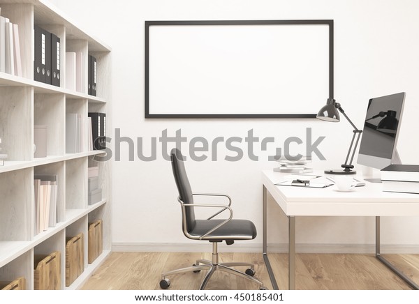 Side View Creative Office Interior Workplace Stock Illustration ...
