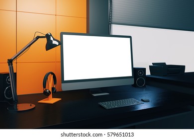 Side View Designer Desktop Blank White Stock Illustration 579651013 ...