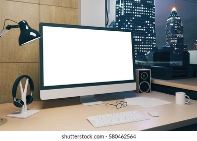 Side View Designer Desktop Blank White Stock Illustration 580462564 ...