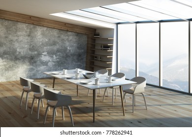 Side View Dining Table Dishware Contemporary Stock Illustration ...
