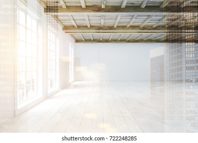 Side View Empty Room Interior White Stock Illustration 722248285 ...