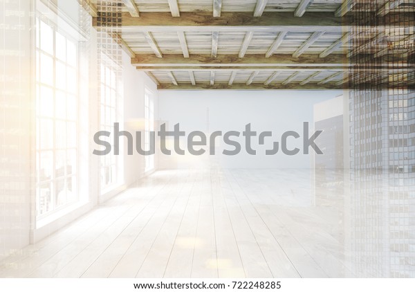 Side View Empty Room Interior White Stock Illustration 722248285 ...