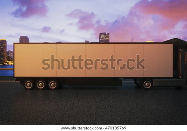 Side View Empty Truck Trailer On Stock Illustration 470185769 ...