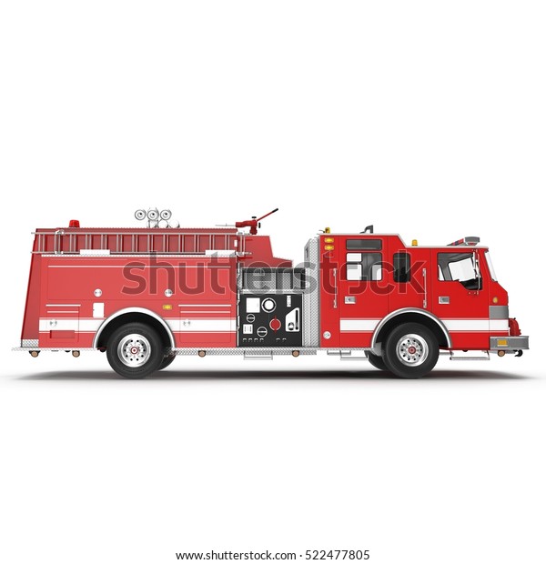 Side View Fire Truck Engine Isolated Stock Illustration 522477805