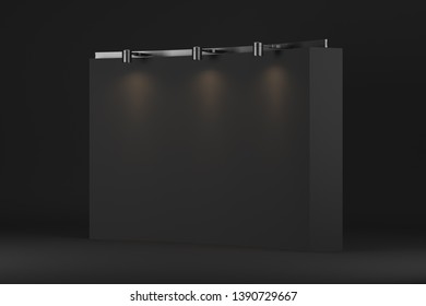 Side View Gallery Black Empty Walls Stock Illustration 1390729667 ...