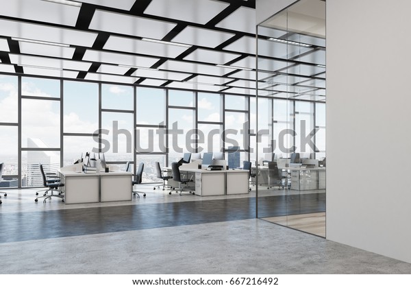 Side View Loft Open Space Office 스톡 일러스트 667216492 | Shutterstock