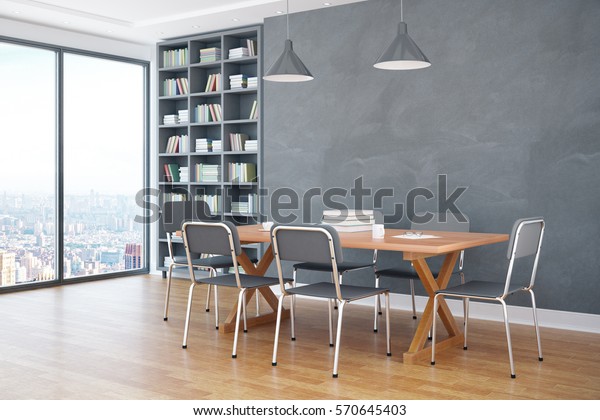 Side View Modern Classroom Interior Table Stock Illustration 570645403 ...