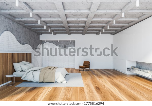 Side View Modern Loft Master Bedroom Stock Illustration 1775816294 ...