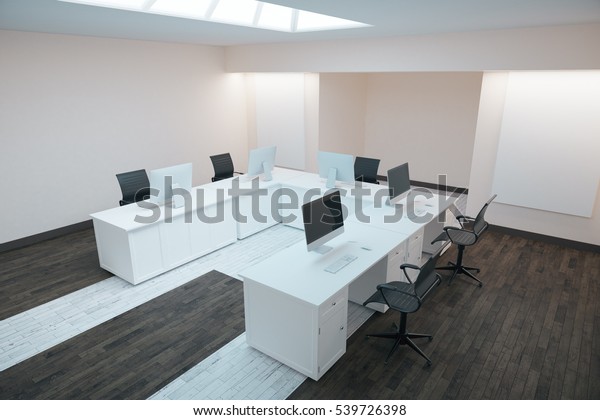 Side View Modern Office Interior Wooden Stock Illustration 539726398 ...