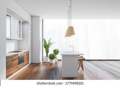 Side View Modern Panoramic Kitchen White Stock Illustration 1779698201 ...