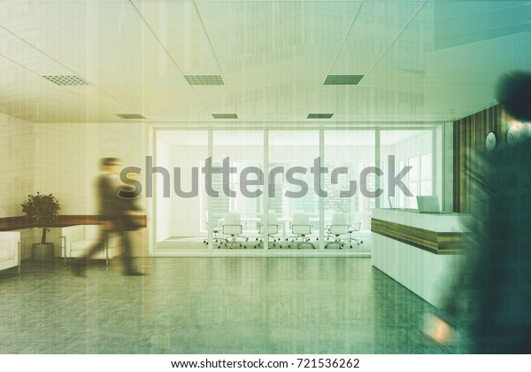 Side View Office Lobby Interior Wooden Arkivillustrasjon 721536262 ...