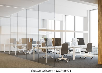 Side View Office Workplace Interior White: ภาพประกอบสต็อก 1227488971 ...