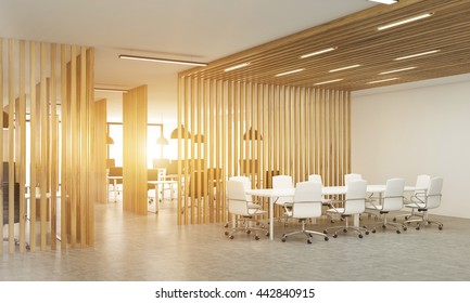 Side View Open Office Interior Wooden Stock Illustration 442840915 ...