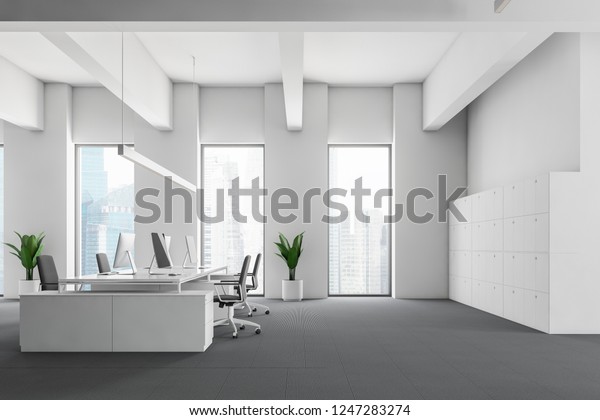 Side View Open Space Office Interior Stock Illustration 1247283274