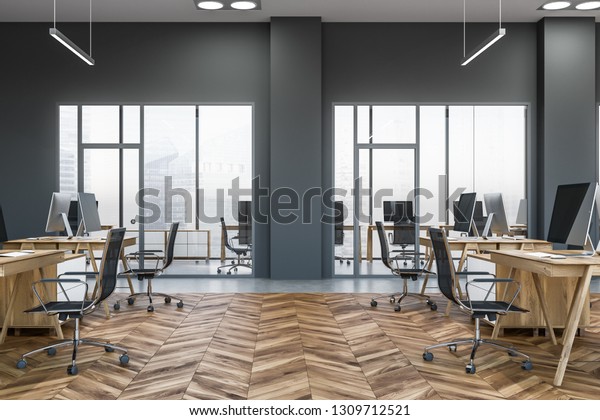 Side View Open Space Office Gray Stock Illustration 1309712521 ...