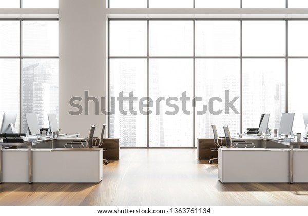 Side View Open Space Office White Stock Illustration 1363761134 ...