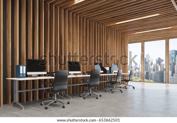 Side View Open Space Office Interior Stock Illustration 653662501 ...