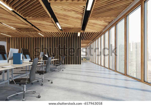 Side View Open Space Office Interior Stock Illustration 657963058