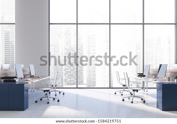 Side View Panoramic Open Space Office: ภาพประกอบสต็อก 1584219751 ...