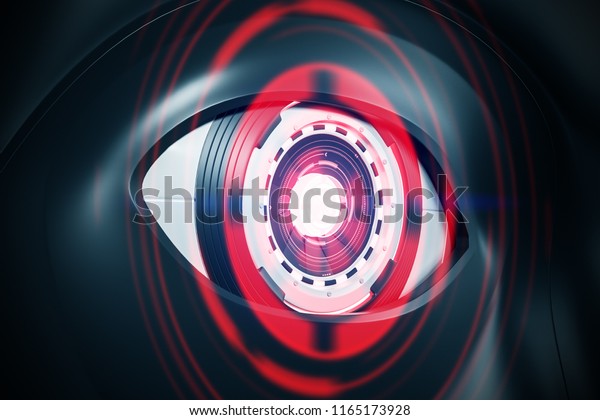 Side View Realistic Red Robot Eye Stock Illustration 1165173928 ...