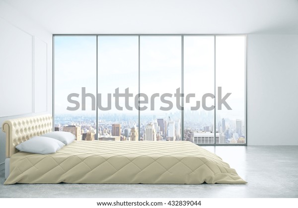 Side View Simple Bedroom Interior Classic Stok İllüstrasyon 432839044
