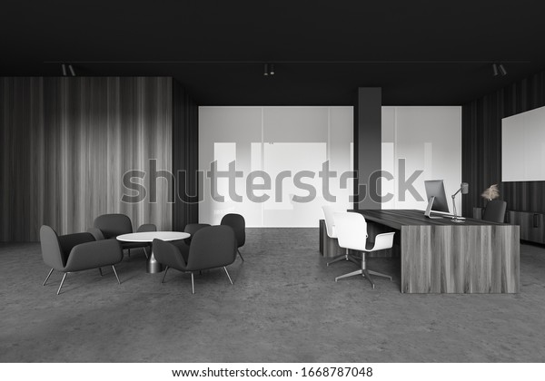 Side View Spacious Ceo Office White Stock Illustration 1668787048