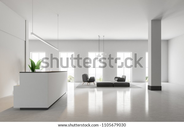 Side View White Reception Desk Standing Stock Illustration 1105679030 ...