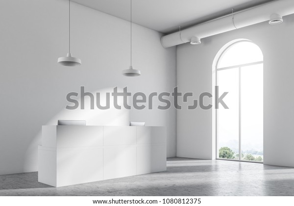 Side View White Reception Table Standing Stock Illustration 1080812375 ...