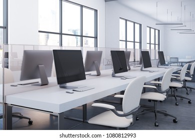 Side View White Table Office Interior 스톡 일러스트 1080812993 | Shutterstock