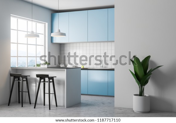 Side View White Tile Kitchen Concrete 库存插图 1187717110 | Shutterstock
