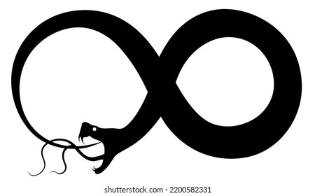 Silhouette Snake Snake Loop Infinity Symbol Stock Illustration