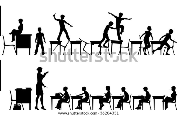 Silhouettes Two Classroom Scenes Stock Illustration 36204331 | Shutterstock
