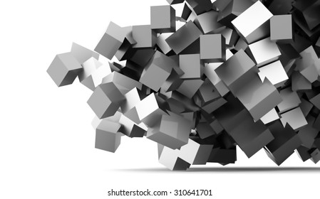 Silver Abstract Geometric Cubes Background Rendered Stock Illustration ...