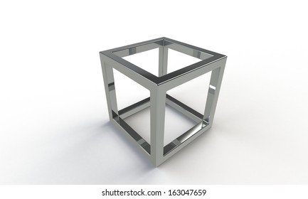 Silver Chrome 3d Cube Structure Isolated Stock Illustration 163047659 ...