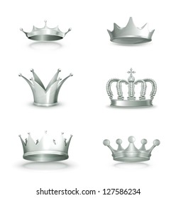 Silver Crowns Set Bitmap Copy Stock Illustration 127586234 | Shutterstock