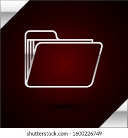 Silver Line Document Folder Icon Isolated Stock Illustration 1600226749 ...