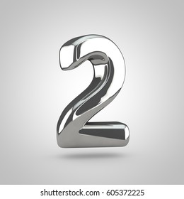 Silver Number 2 3d Rendering Golden: стоковая иллюстрация, 605372225 ...