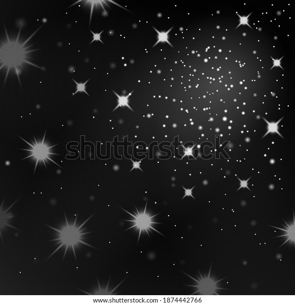 Silver Stars Black Night Sky Background Stock Illustration 1874442766