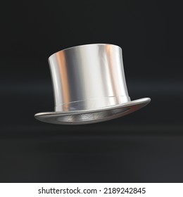 Silver Top Hat Floating On Black Stock Illustration 2189242845 ...