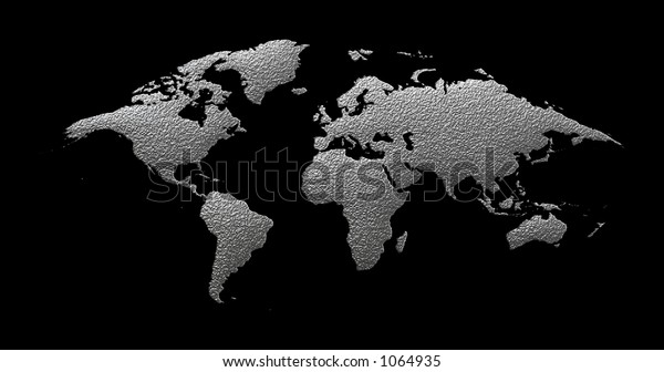 Silver World Map On Black Background Stock Illustration 1064935