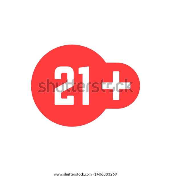 simple 21 plus icône rouge isolée : illustration de stock 1406883269