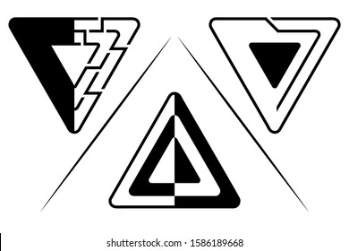 Simple 3 Models Triangle Logo Vector Stock Illustration 1586189668 ...