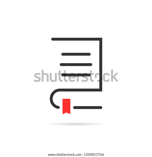 Simple Book Logo Shadow Bookmark Concept Stock Illustration 1200813766