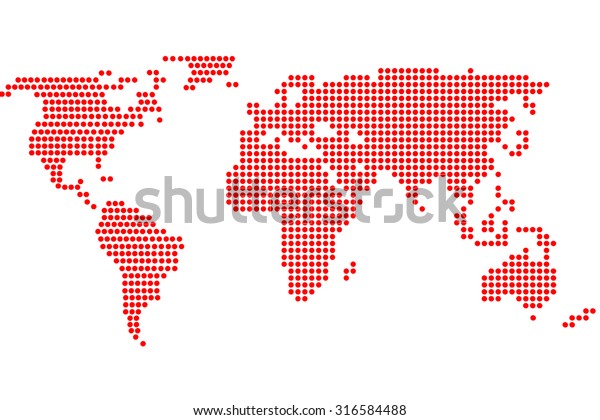 Simple digital world map of dots