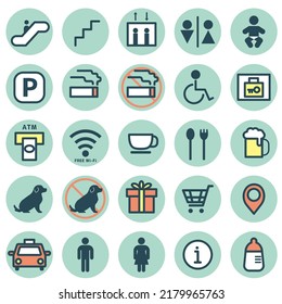Simple Facility Information Display Icon Set Stock Illustration ...